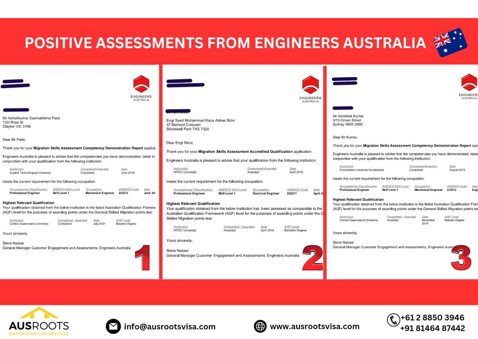 POSITIVE ASSESSMENTS FROM ENGINEERS AUSTRALIA - Ausroots VISA