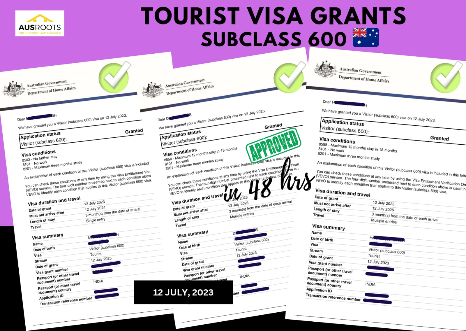 TOURIST VISA AUSTRALIA (SUBCLASS 600) GRANTED IN 48 hrs - Ausroots VISA
