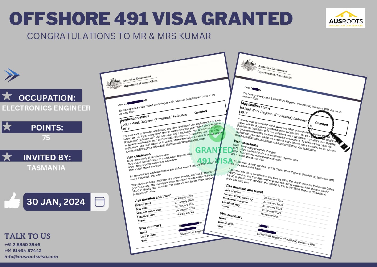 SKILLED WORK REGIONAL (SUBCLASS 491) VISA GRANTED TO OFFSHORE ELECTRONICS ENGINEER - Ausroots VISA