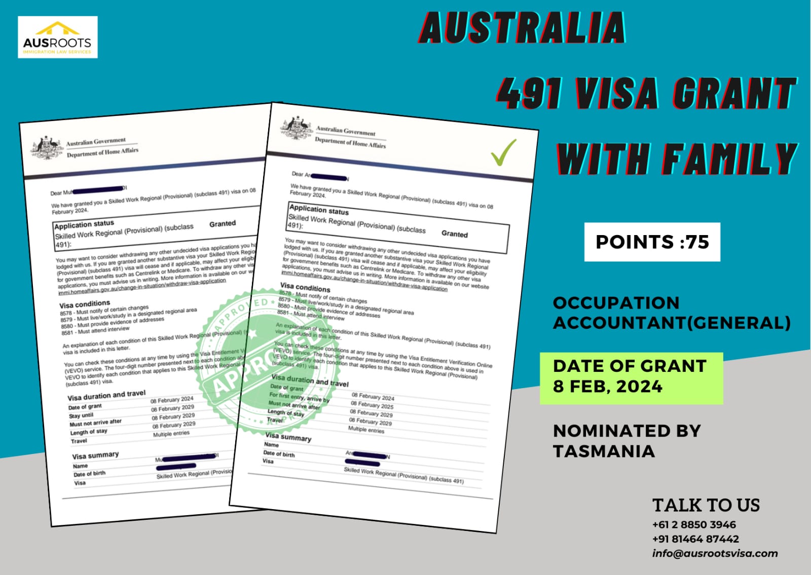 SKILLED WORK REGIONAL (SUBCLASS 491) VISA GRANTED TO OFFSHORE ...