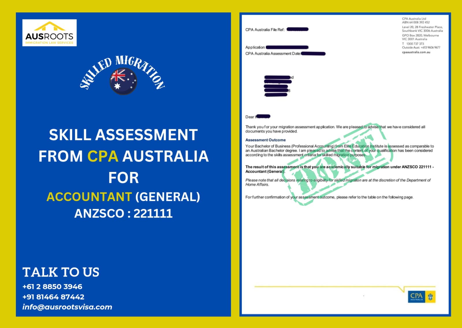 SKILL ASSESSMENT FOR ACCOUNTANT FORM CPA AUSTRALIA - Ausroots VISA