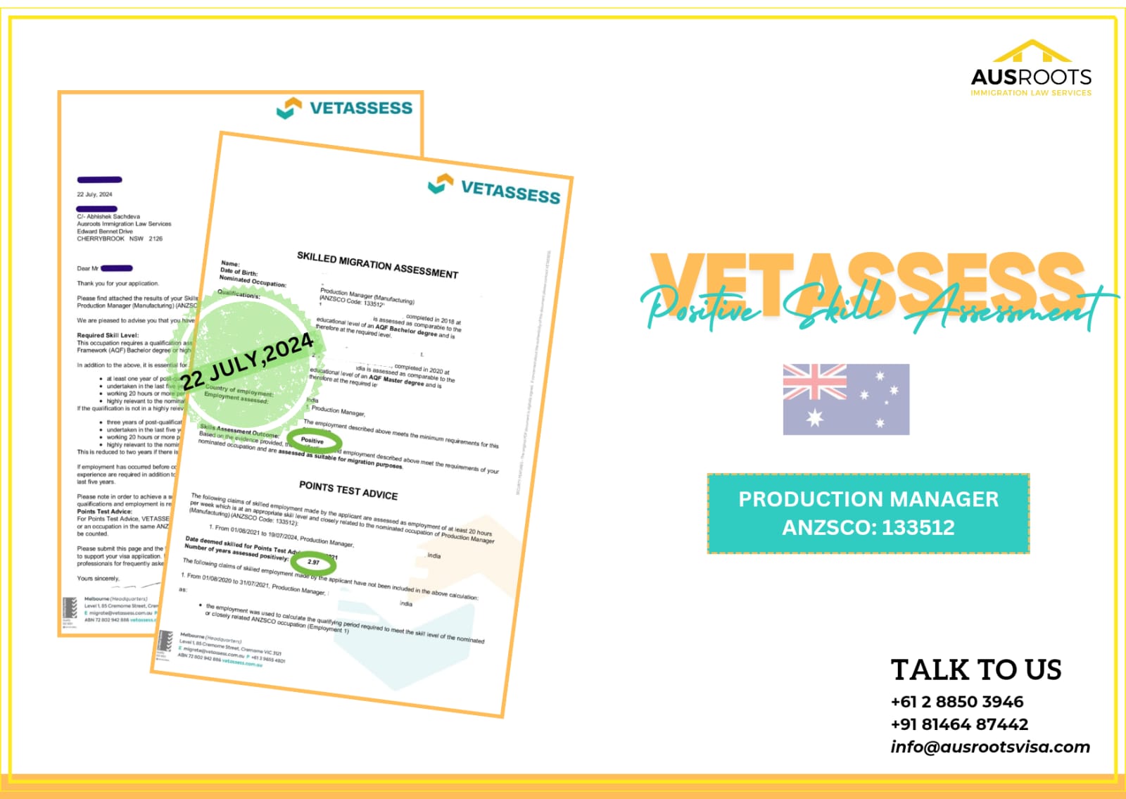 POSITIVE VETASSESS FOR PRODUCTION MANAGER (OFFSHORE) ON JULY 22, 2024 ...