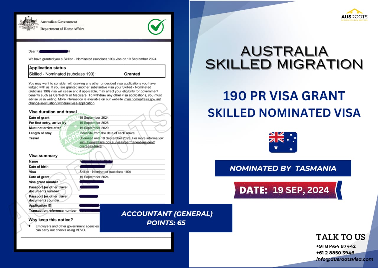 SKILLED NOMINATED (SUBCLASS 190) VISA GRANT TO ACCOUNTANT AT 65 POINTS ...