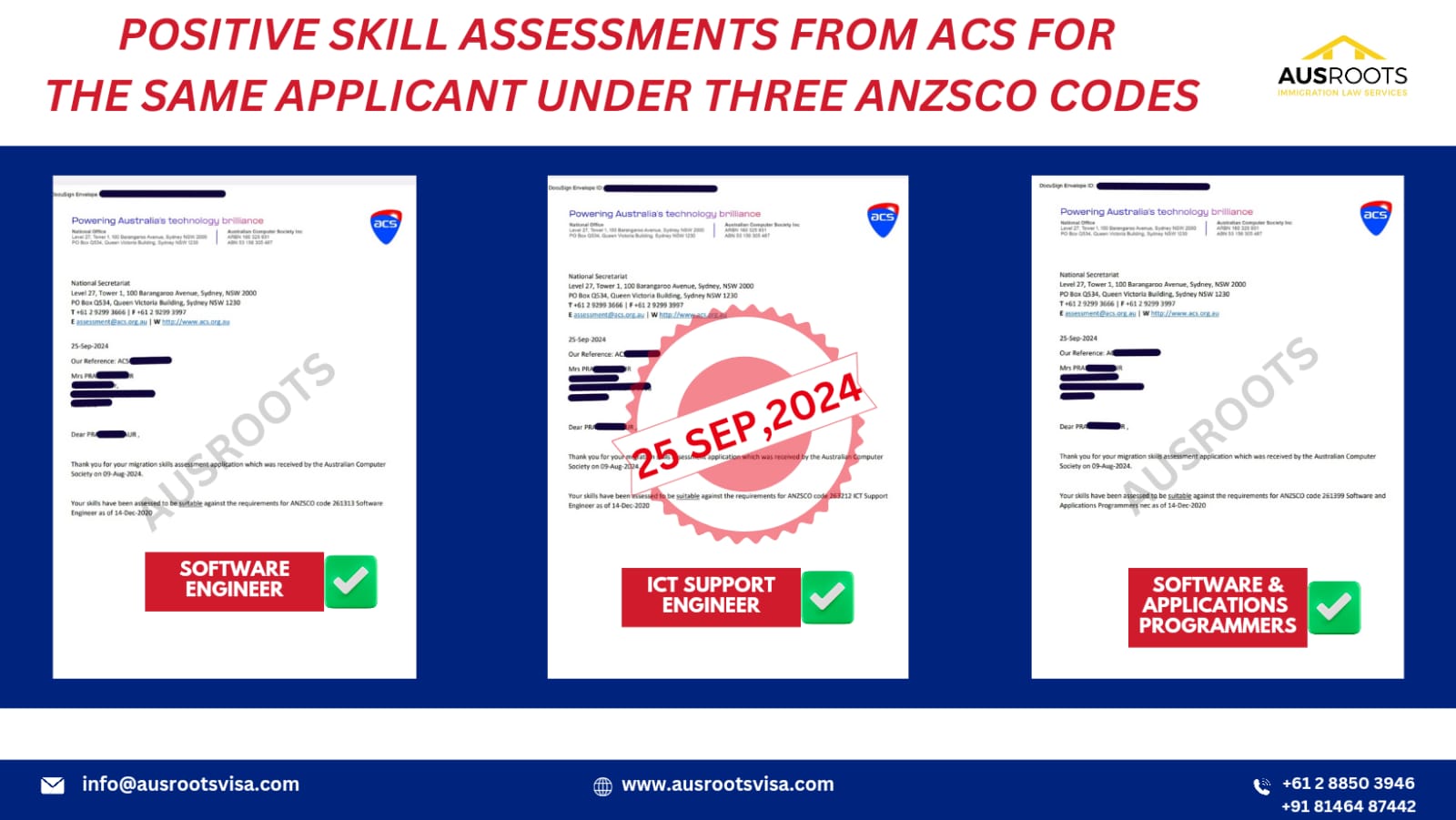 SKILL ASSESSMENTS FROM ACS FOR SAME APPLICANT UNDER THREE ANZSCO CODES ...