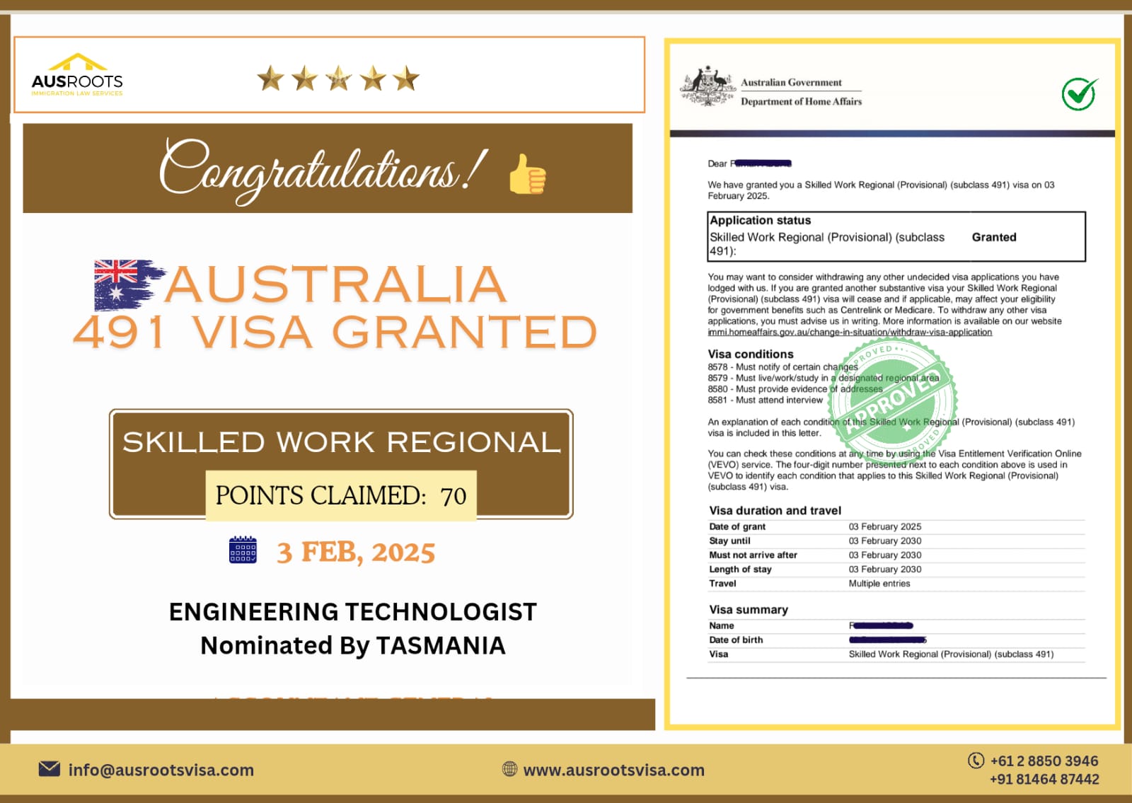 SKILLED WORK REGIONAL (SUBCLASS 491) VISA GRANT - 3 FEB, 2025 ...